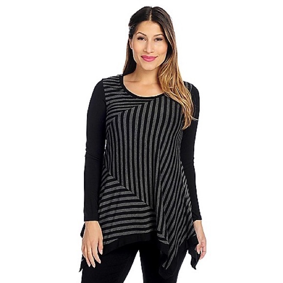 Kate & Mallory | Tops | Kate Mallory Striped Sharkbite Tunic Plus ...